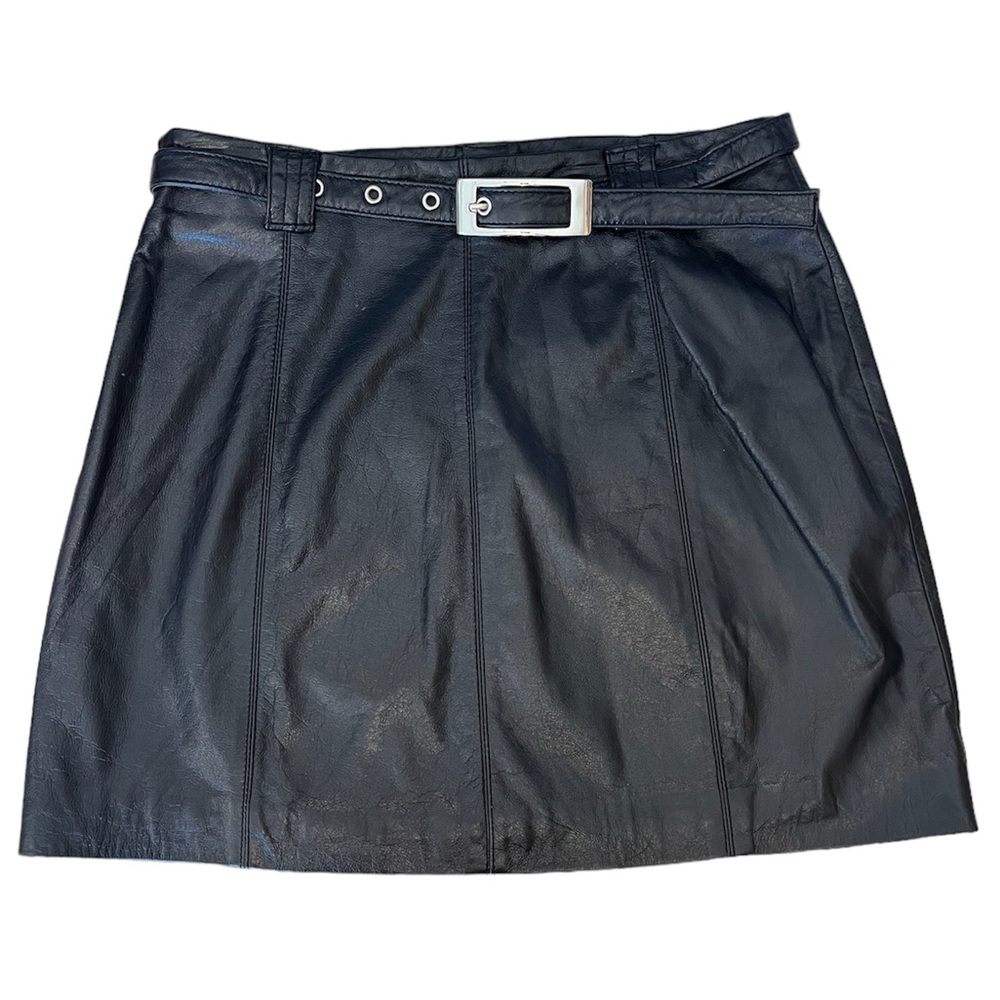 Vintage Wilsons Leather Leather Skirt Maxima Black Mi… - Gem